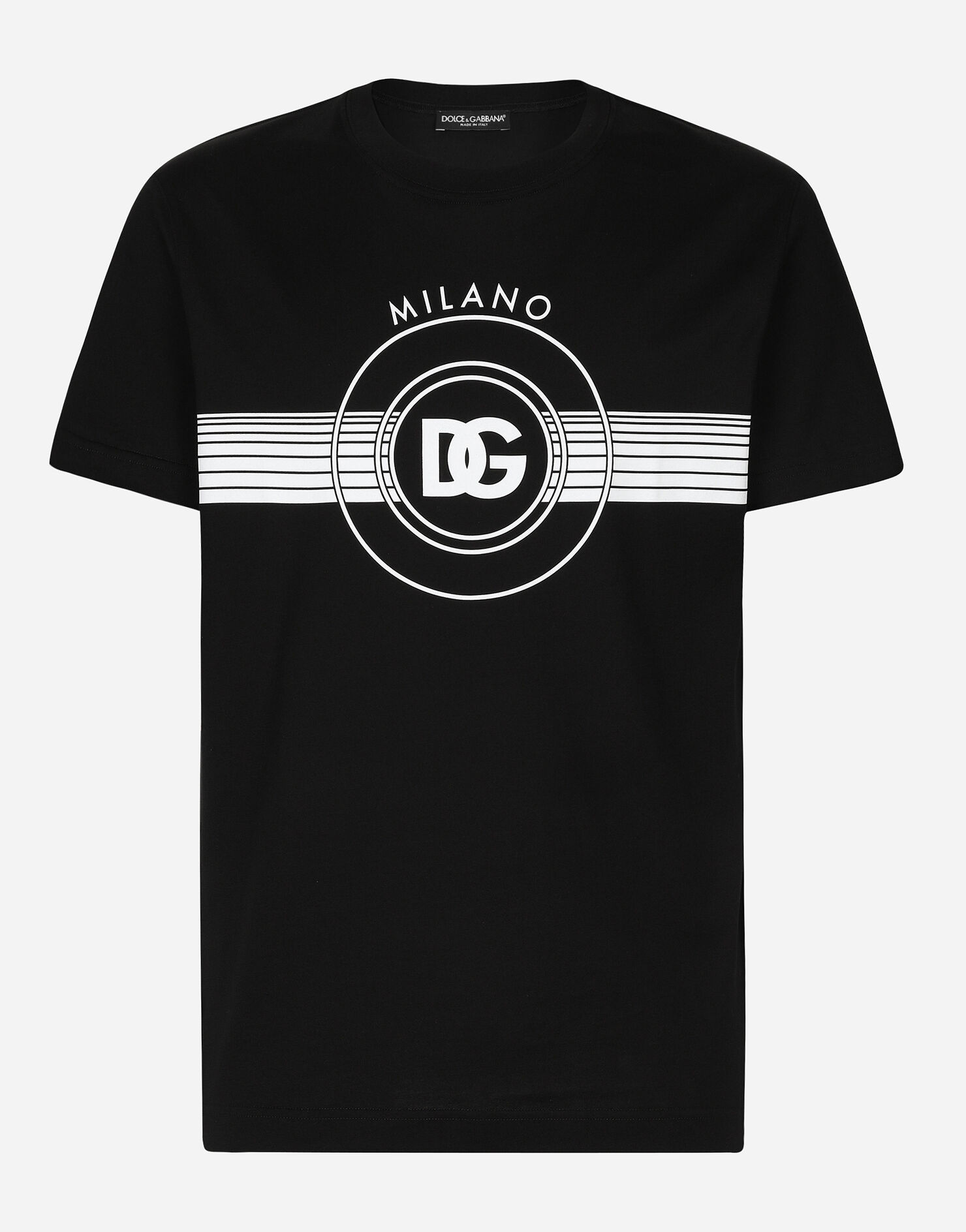 Short-sleeved cotton T-shirt with DG print in Black for Men | Dolce ...