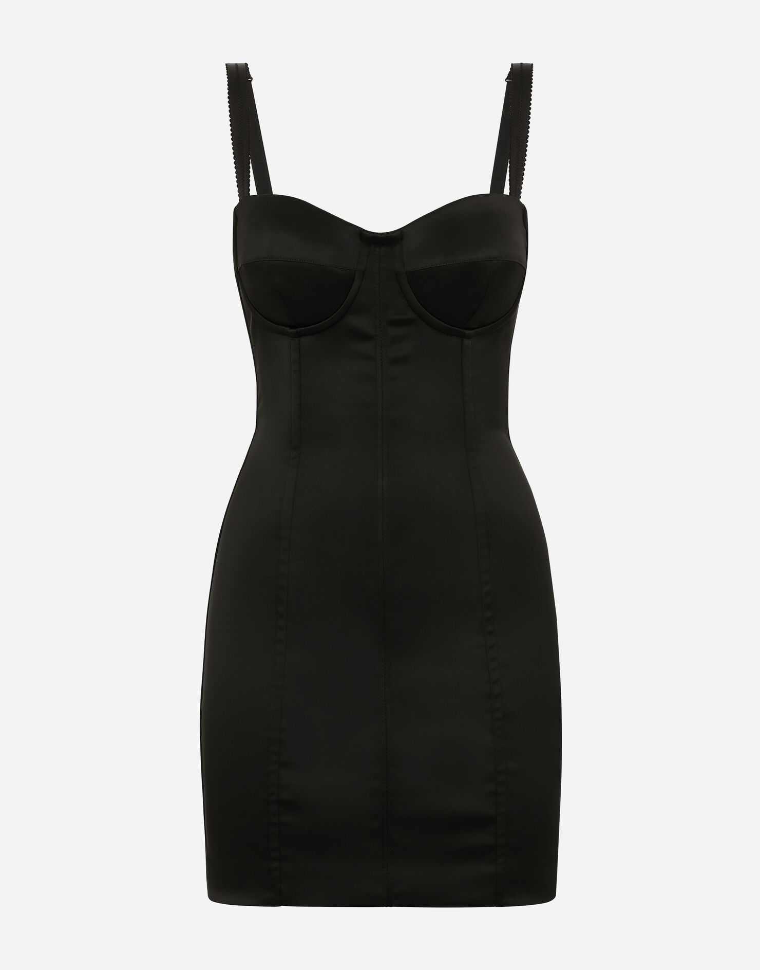 Minivestido estilo corsé de raso en Negro de Mujer | Dolce&Gabbana®