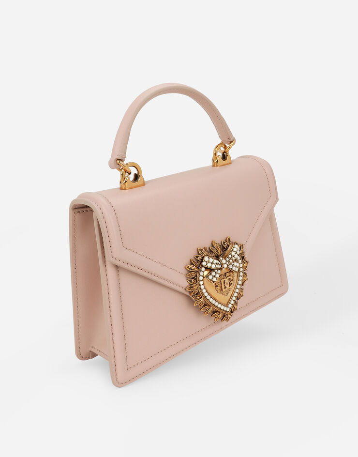 Small smooth calfskin Devotion bag in Pale Pink for Women | Dolce&Gabbana®