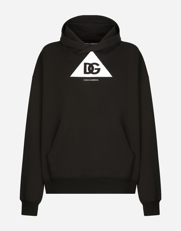 Hoodie With Dg Logo Print In Black Dolceandgabbana®