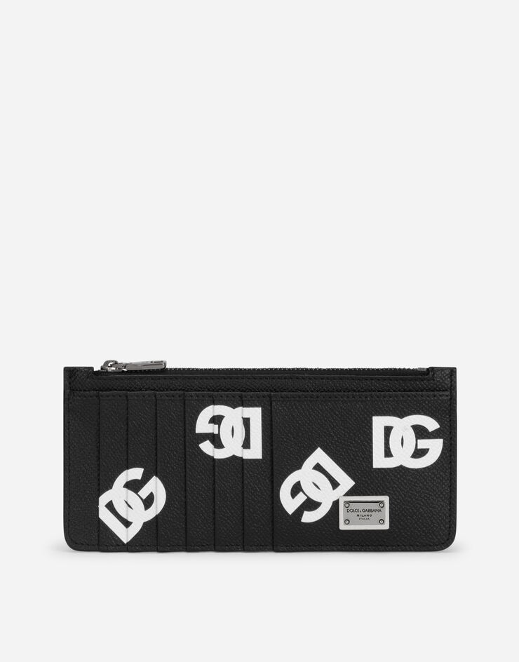 Vertical calfskin card holder with all-over DG print in Multicolor for ...