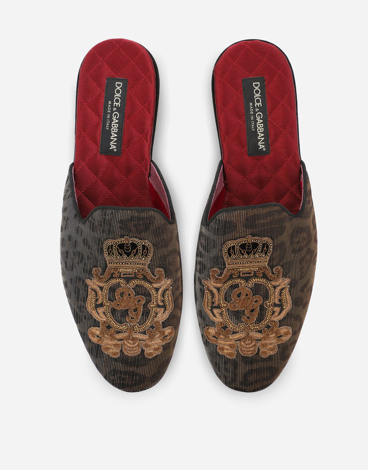 Slippers with coat of arms patch in Bordeaux | Dolce&Gabbana®