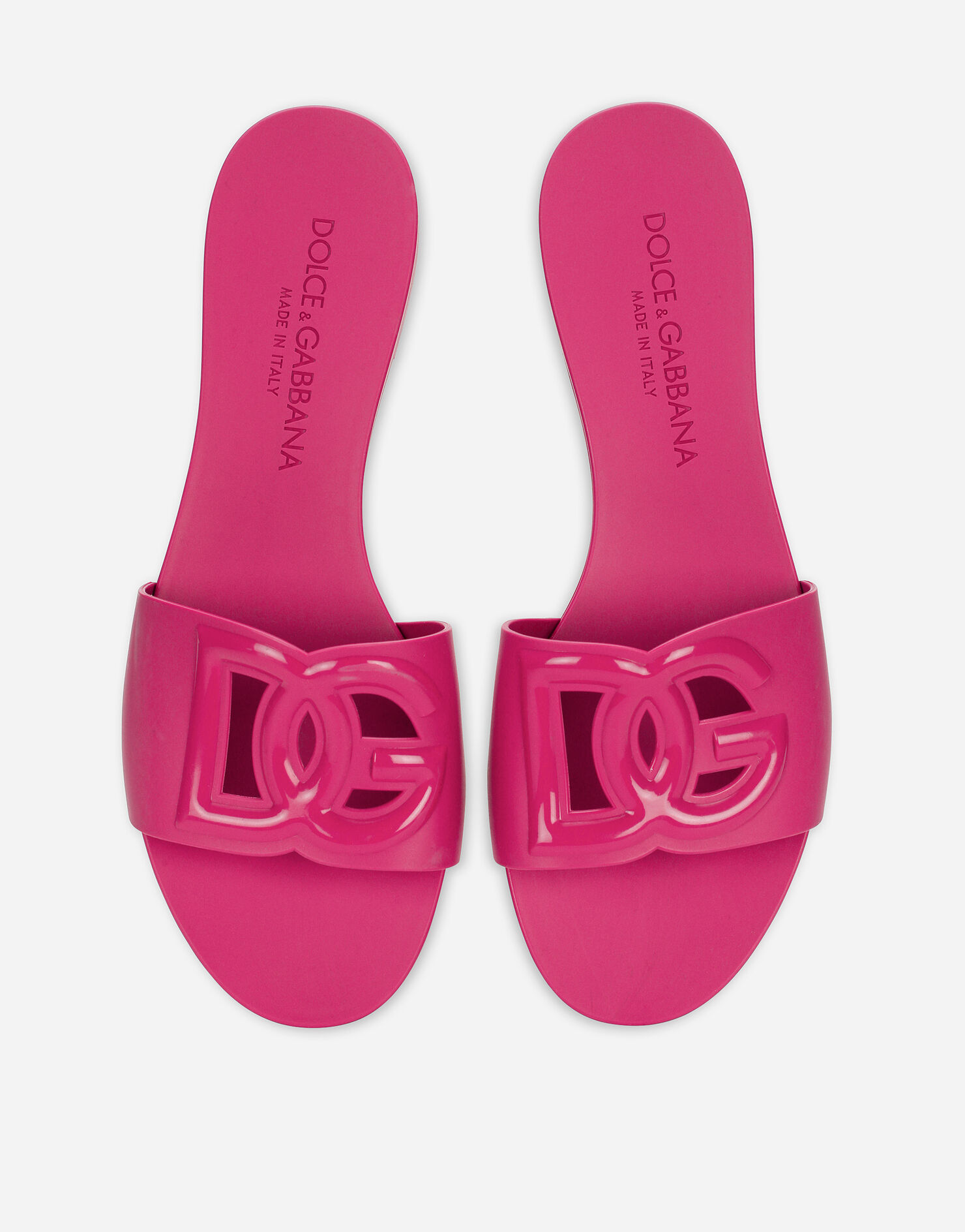 Rubber beachwear sliders in Fuchsia for Women | Dolce&Gabbana® US