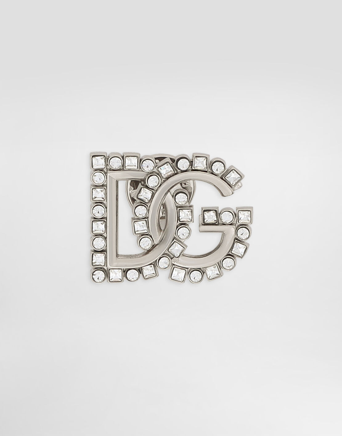 Rhinestone-detailed DG logo pin brooch in Silver for Women | Dolce ...