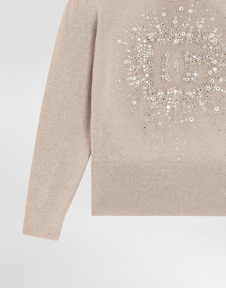 Lurex knit pullover with rhinestone detailing in Pink for Girls | Dolce ...