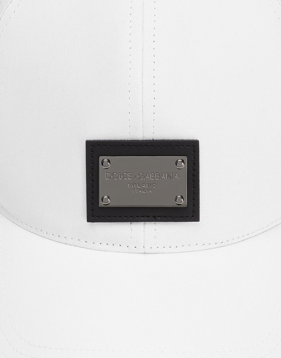 Cotton baseball cap with branded tag in White for Men | Dolce&Gabbana® US