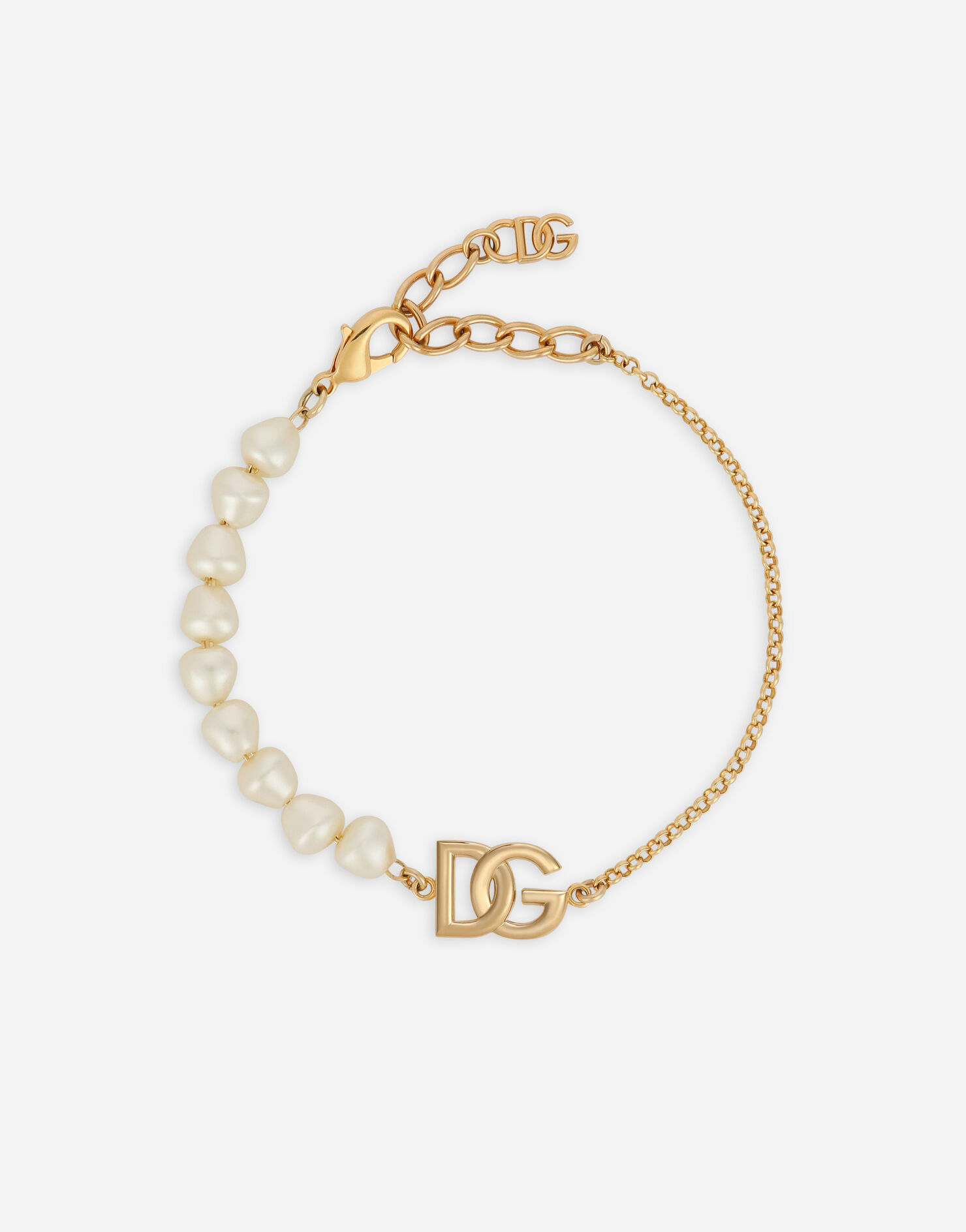 Link bracelet with pearls and DG logo in Gold for Women | Dolce&Gabbana® US