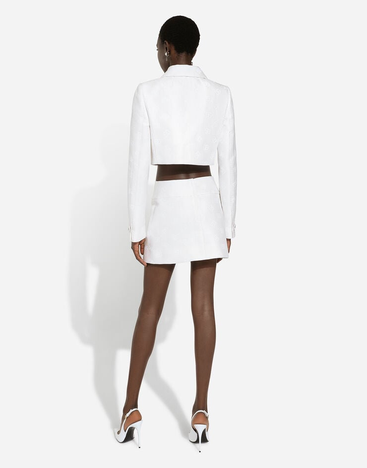 Quilted Jacquard Miniskirt With Dg Logo In White For Women Dolceandgabbana®