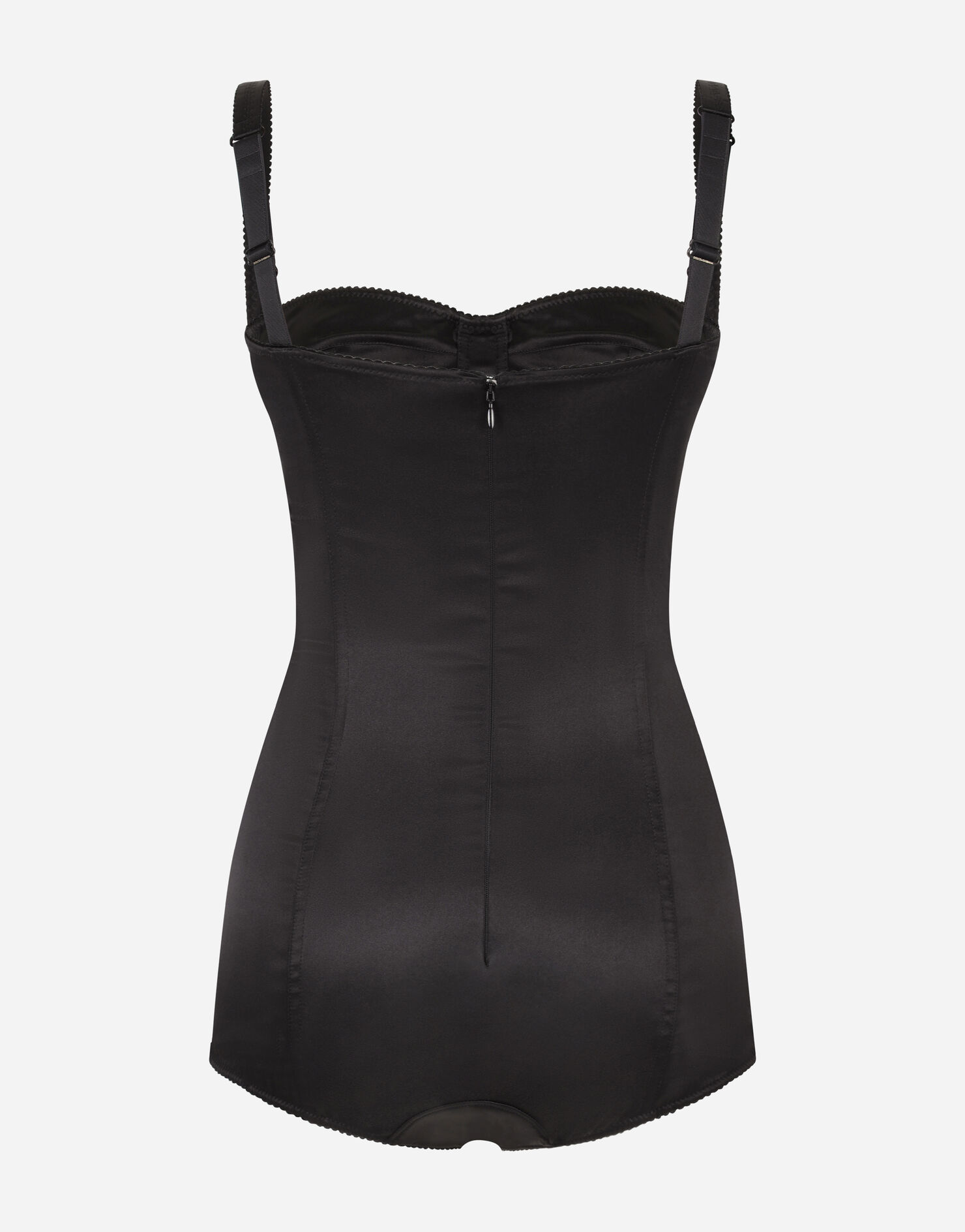 Silk balconette-bra bodysuit with lace details in BLACK for Women ...