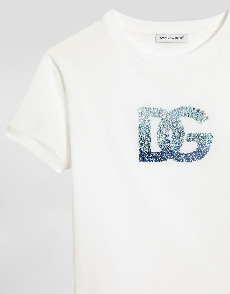 Jersey T-shirt with DG logo in Multicolor for Girls | Dolce&Gabbana®