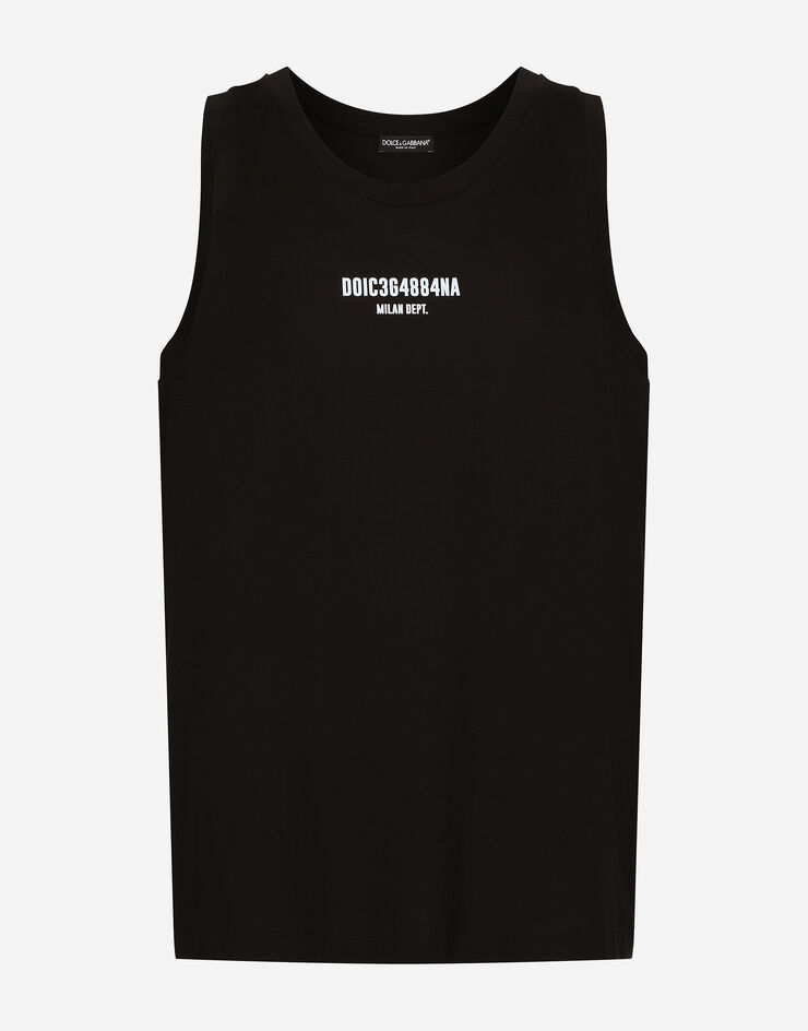 Camiseta Sin Mangas En Punto De Algodón Con Estampado Y Parche Dgvib3