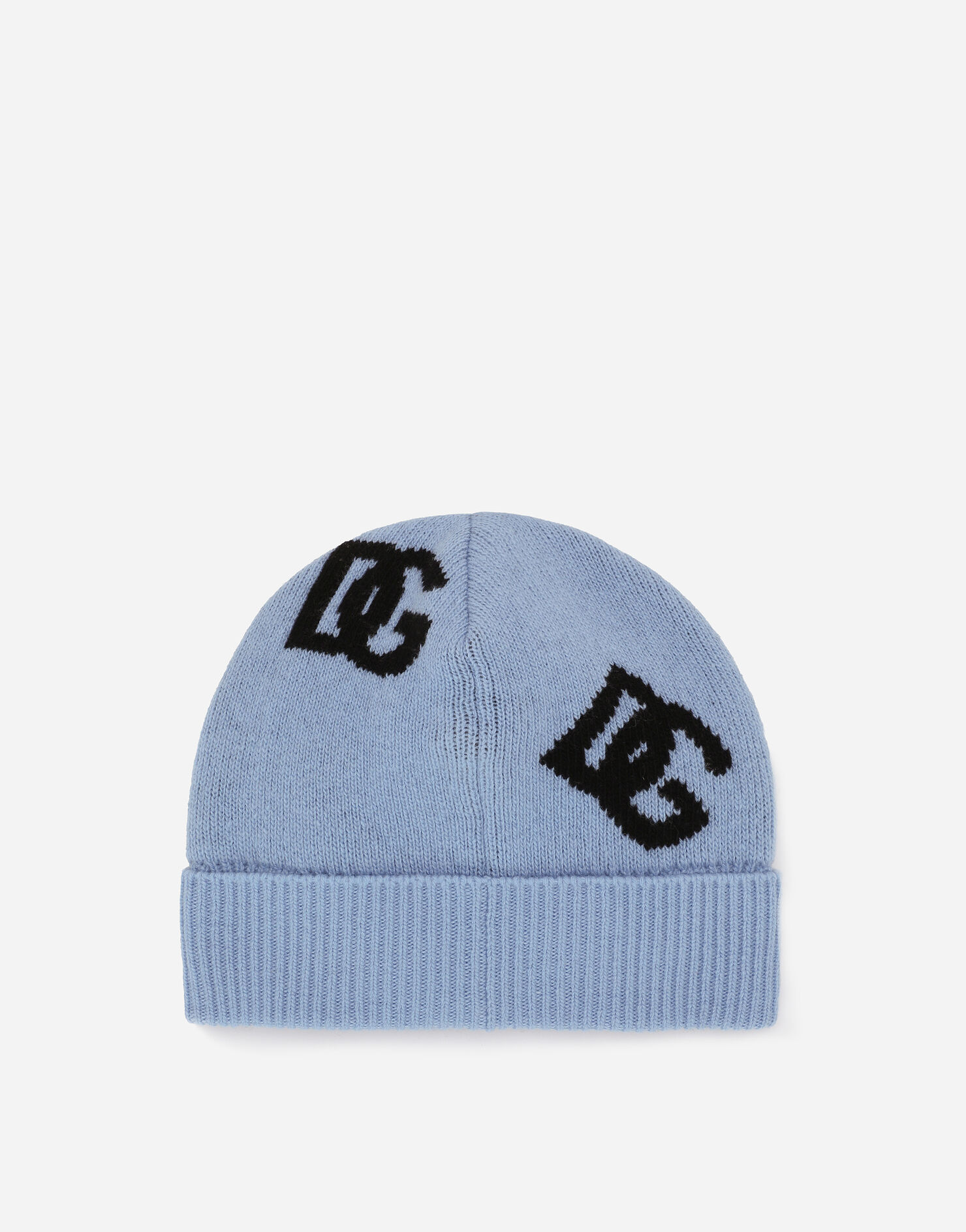 Wool jacquard hat with DG logo in Azure for Women | Dolce&Gabbana® US