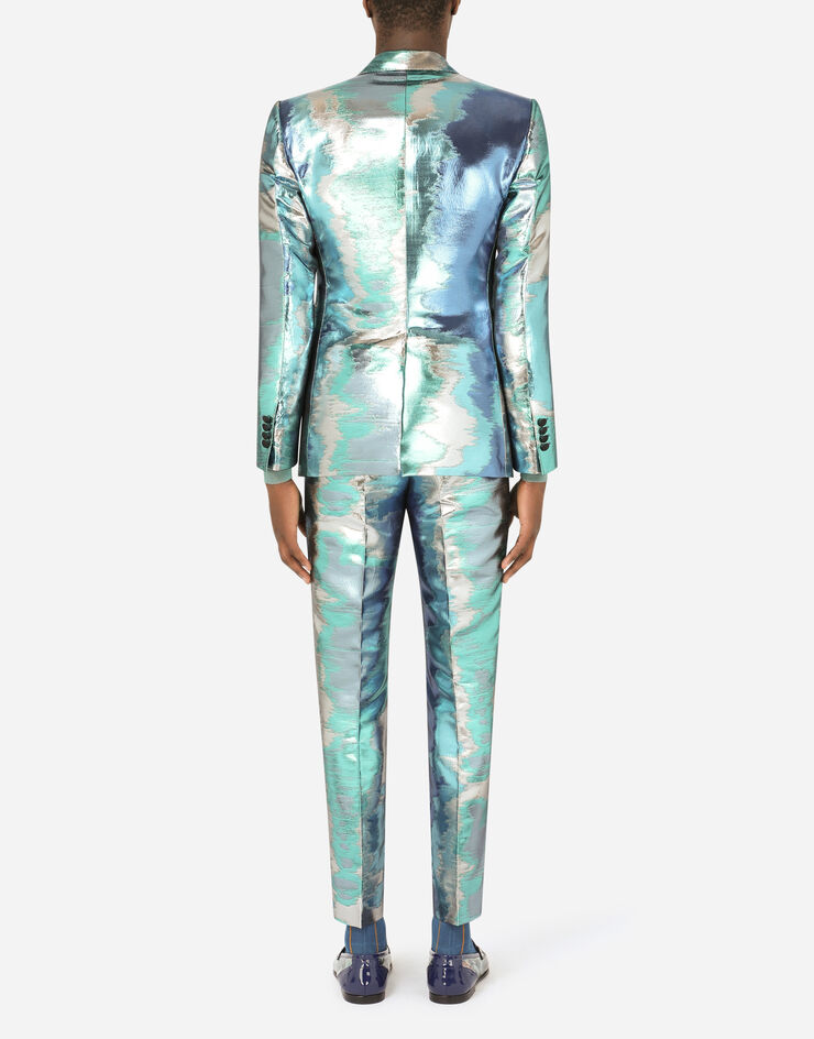 Three-piece Sicilia-fit suit in lamé jacquard in Multicolor for Men ...