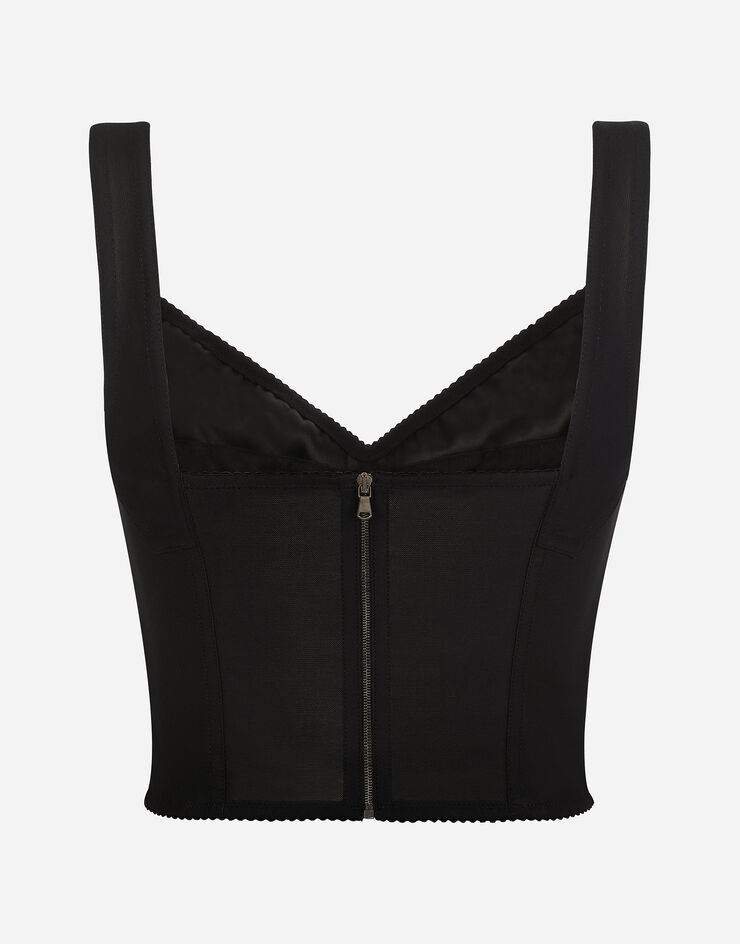 Shaper corset bustier top in jacquard and lace in Black for Women ...