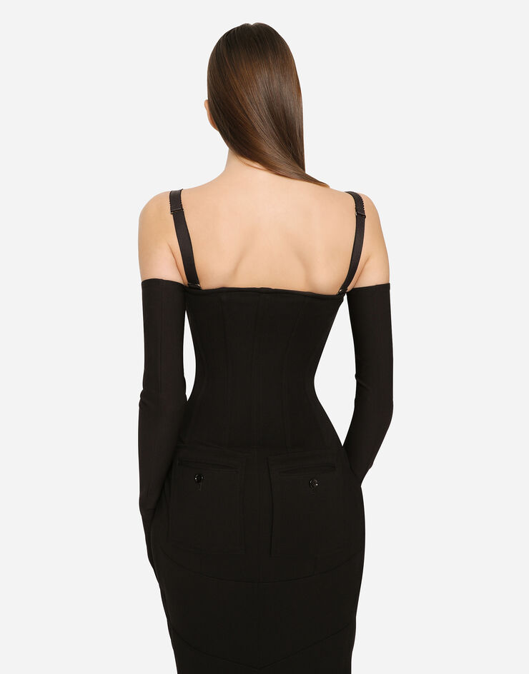 Kim Dolceandgabbana Long Stretch Technical Jersey Dress In Black For
