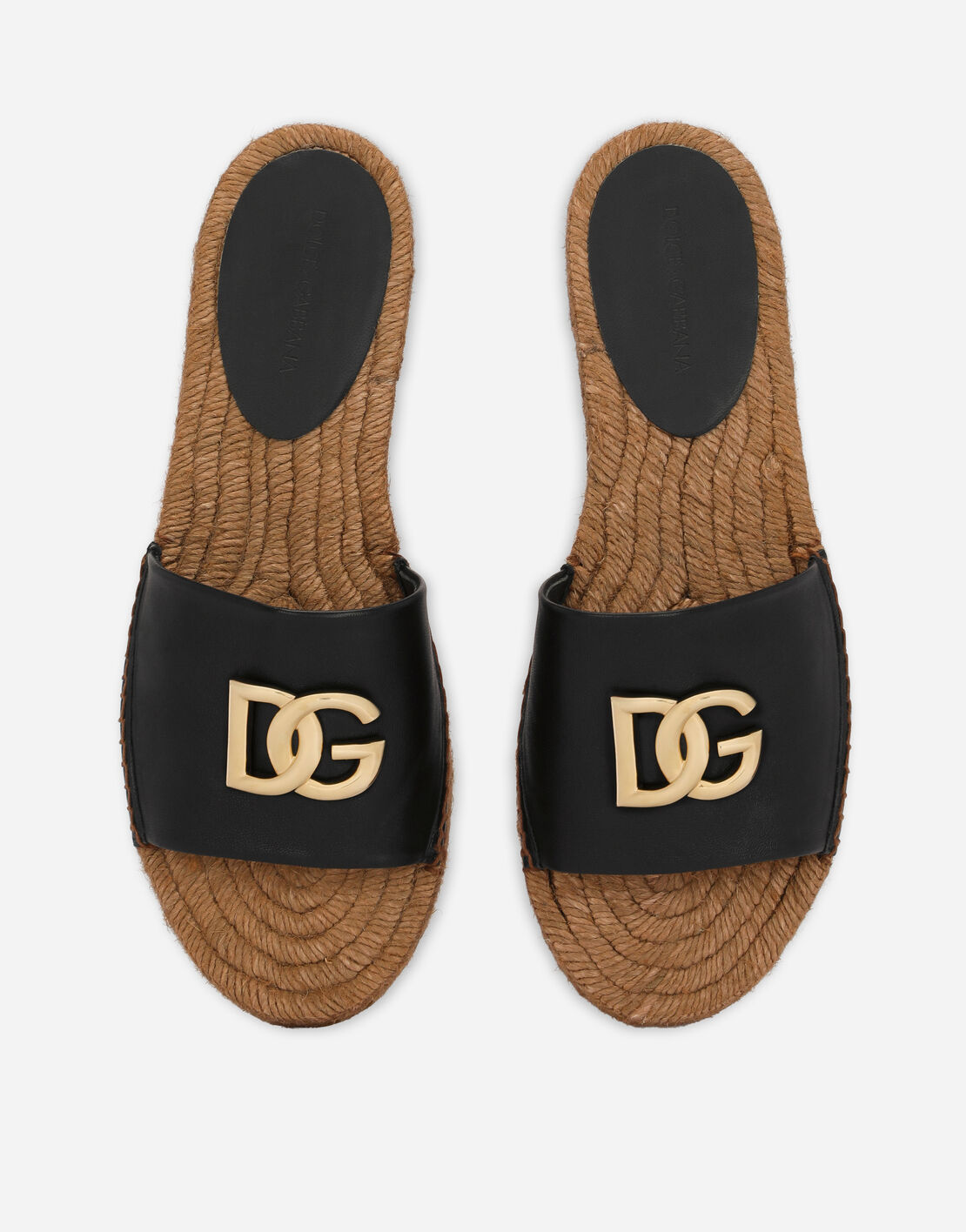 Nappa leather espadrille sliders with DG logo in Black for Women ...