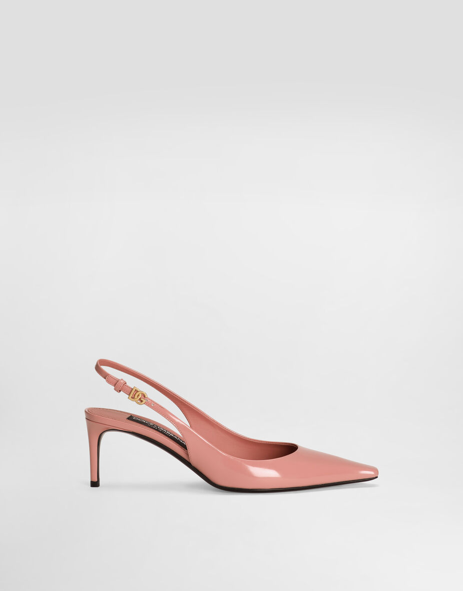 Polished calfskin slingbacks in Pink for Women | Dolce&Gabbana® US
