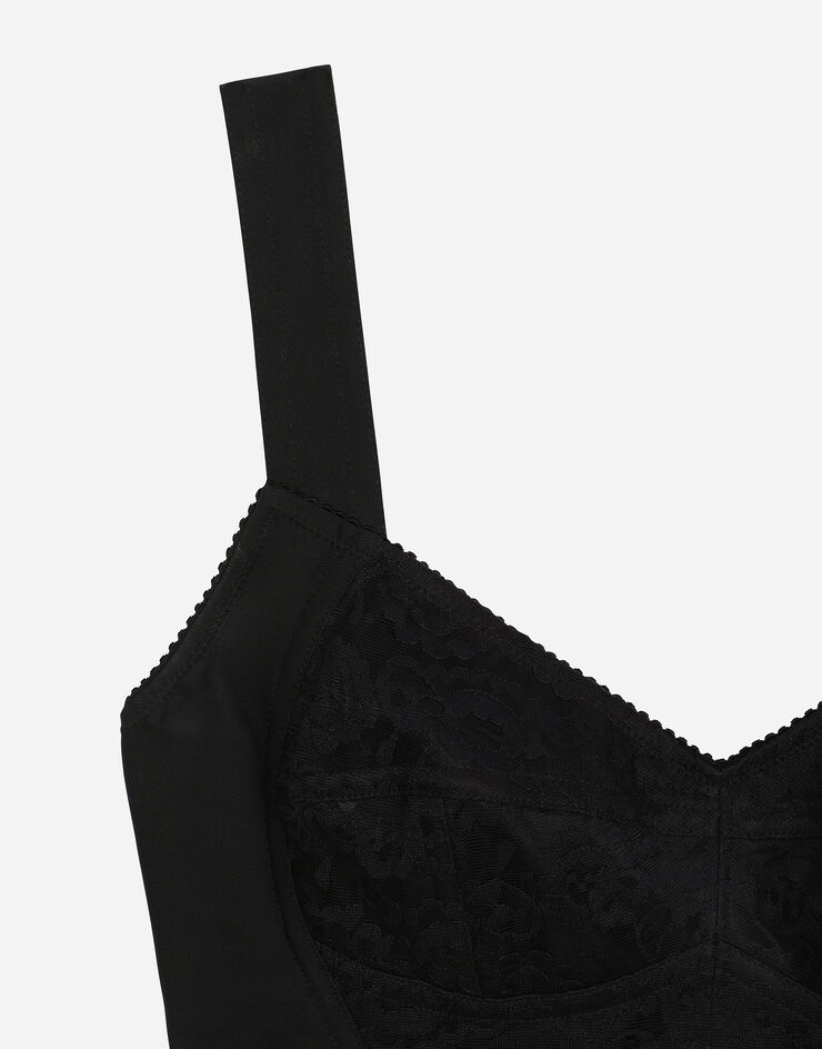 Corpiño-corsé de tejido corsetero en jacquard y encaje in Negro for ...