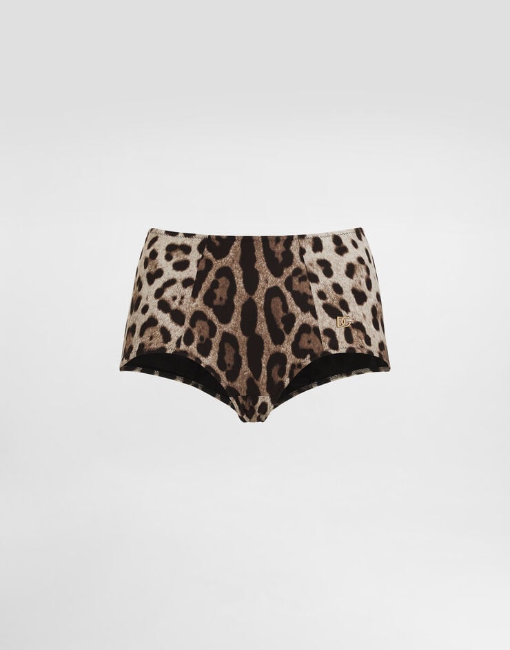 Leopard-print high-waisted bikini bottoms in Multicolor for Women ...