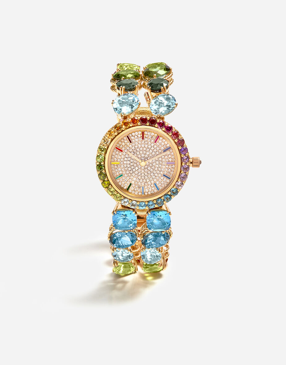 Watch with multi-colored gems in GOLD for Women | Dolce&Gabbana® US