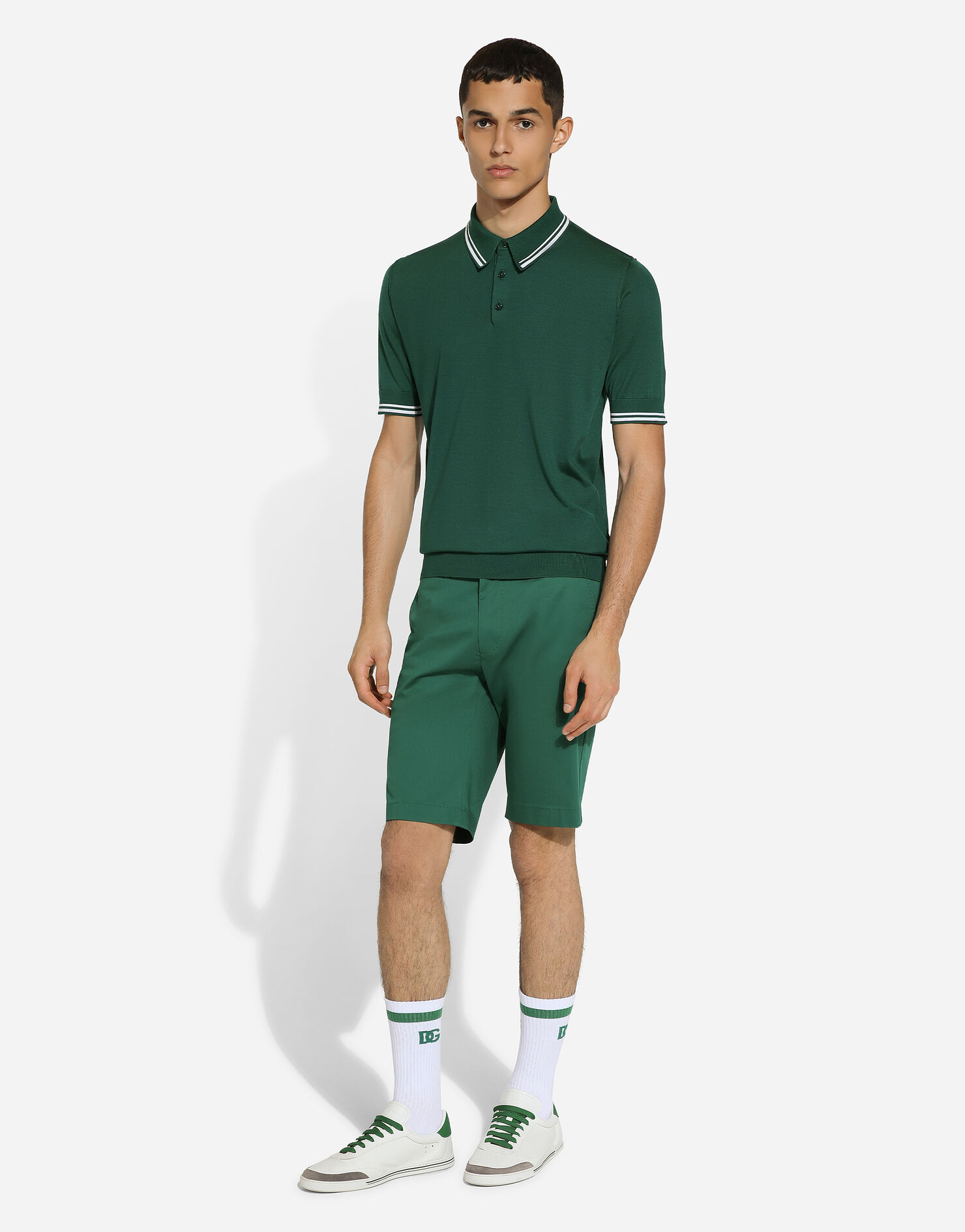 Silk polo-shirt in Green for Men | Dolce&Gabbana® US