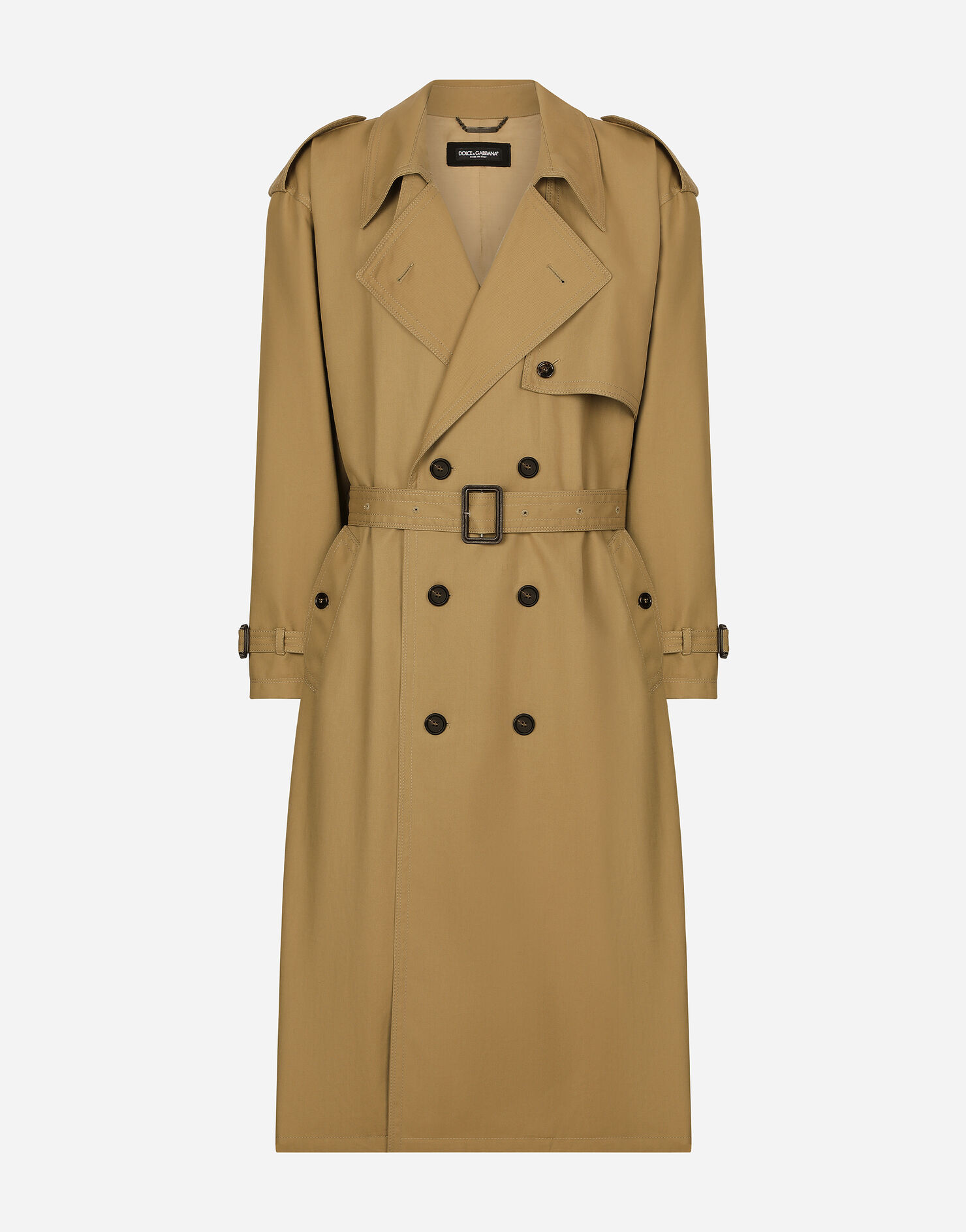Double-breasted cotton trench coat in Beige for Men | Dolce&Gabbana® US
