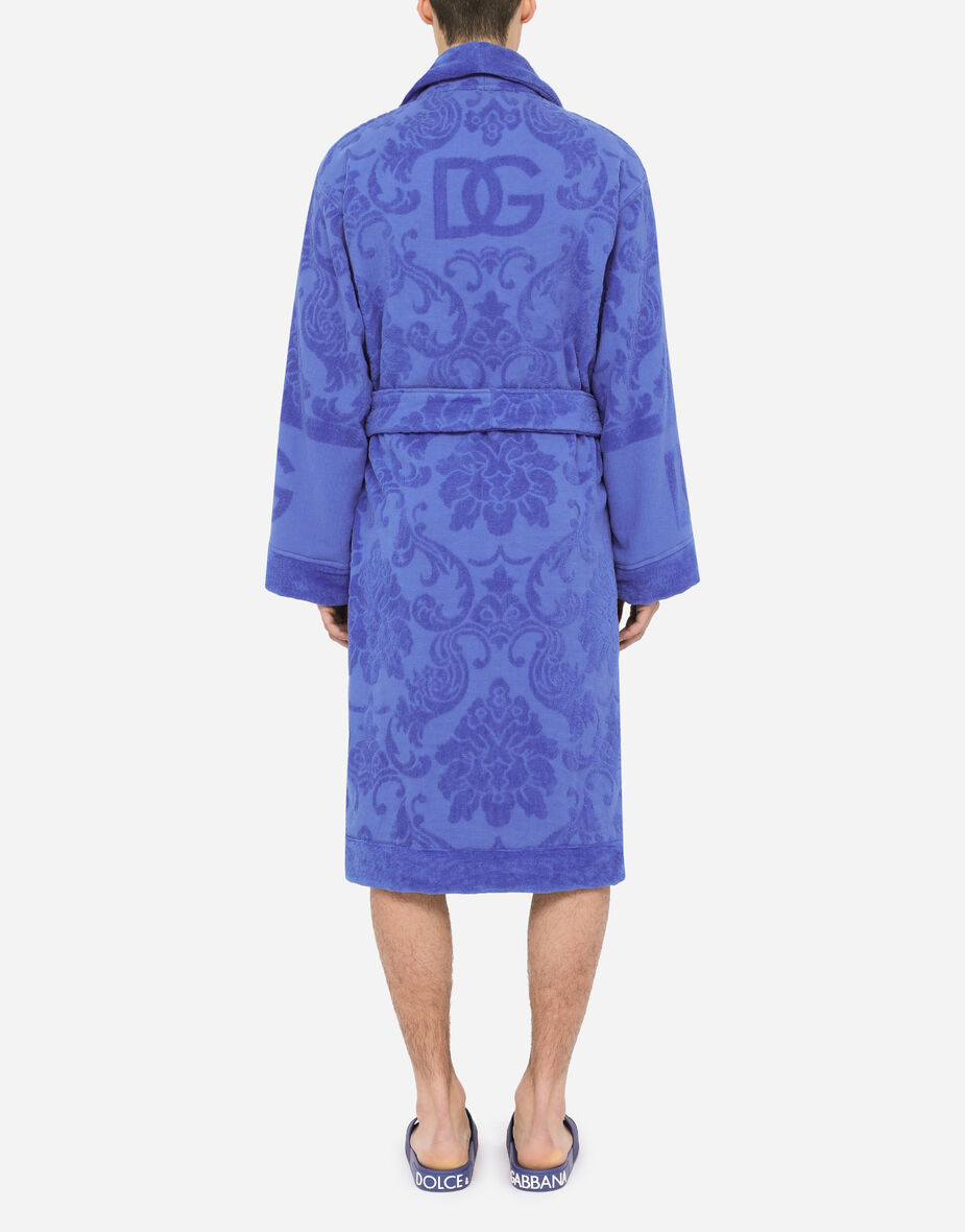 Bath Robe in Terry Cotton Jacquard in Multicolor | Dolce&Gabbana® US