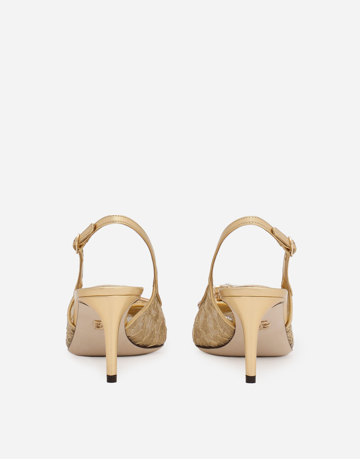 Rainbow lace slingbacks in lurex lace in Gold for Women | Dolce&Gabbana® US