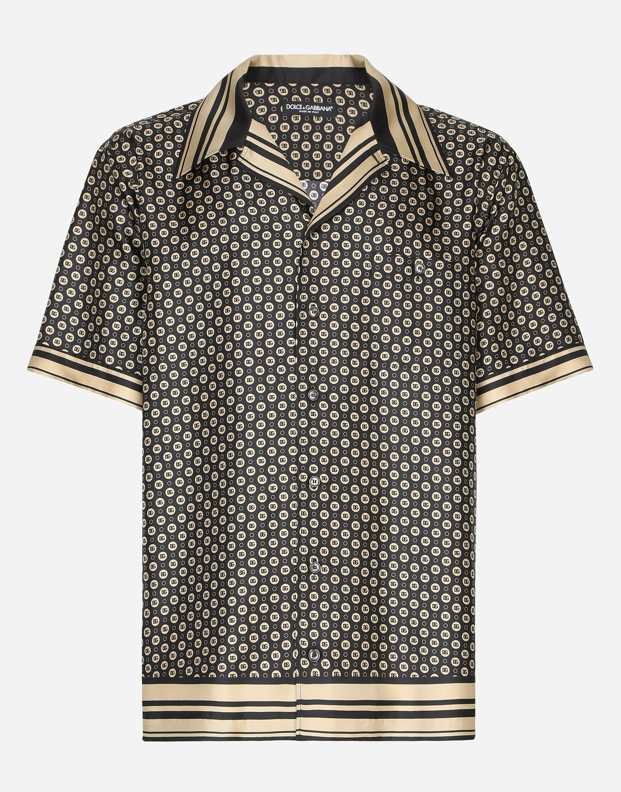 Silk twill Hawaiian shirt with DG logo print Dolce Gabbana