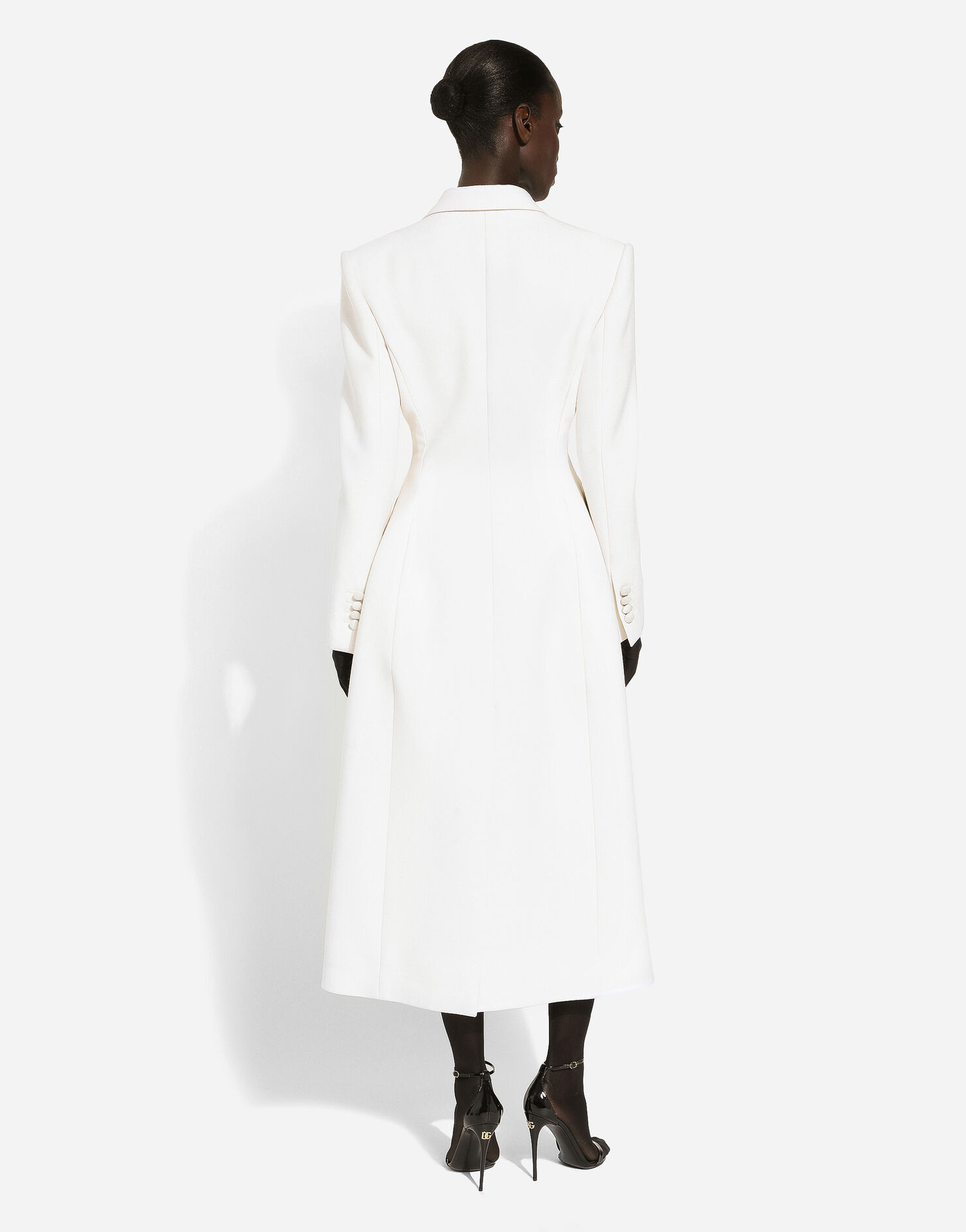 Long double-breasted wool cady coat in White for Women | Dolce&Gabbana® US