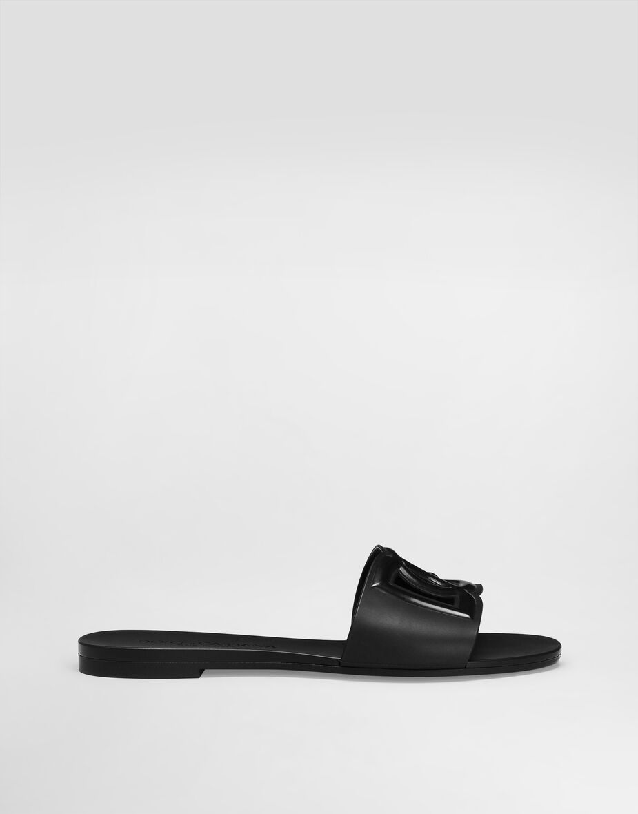 Rubber beachwear sliders in Black for Women | Dolce&Gabbana® US