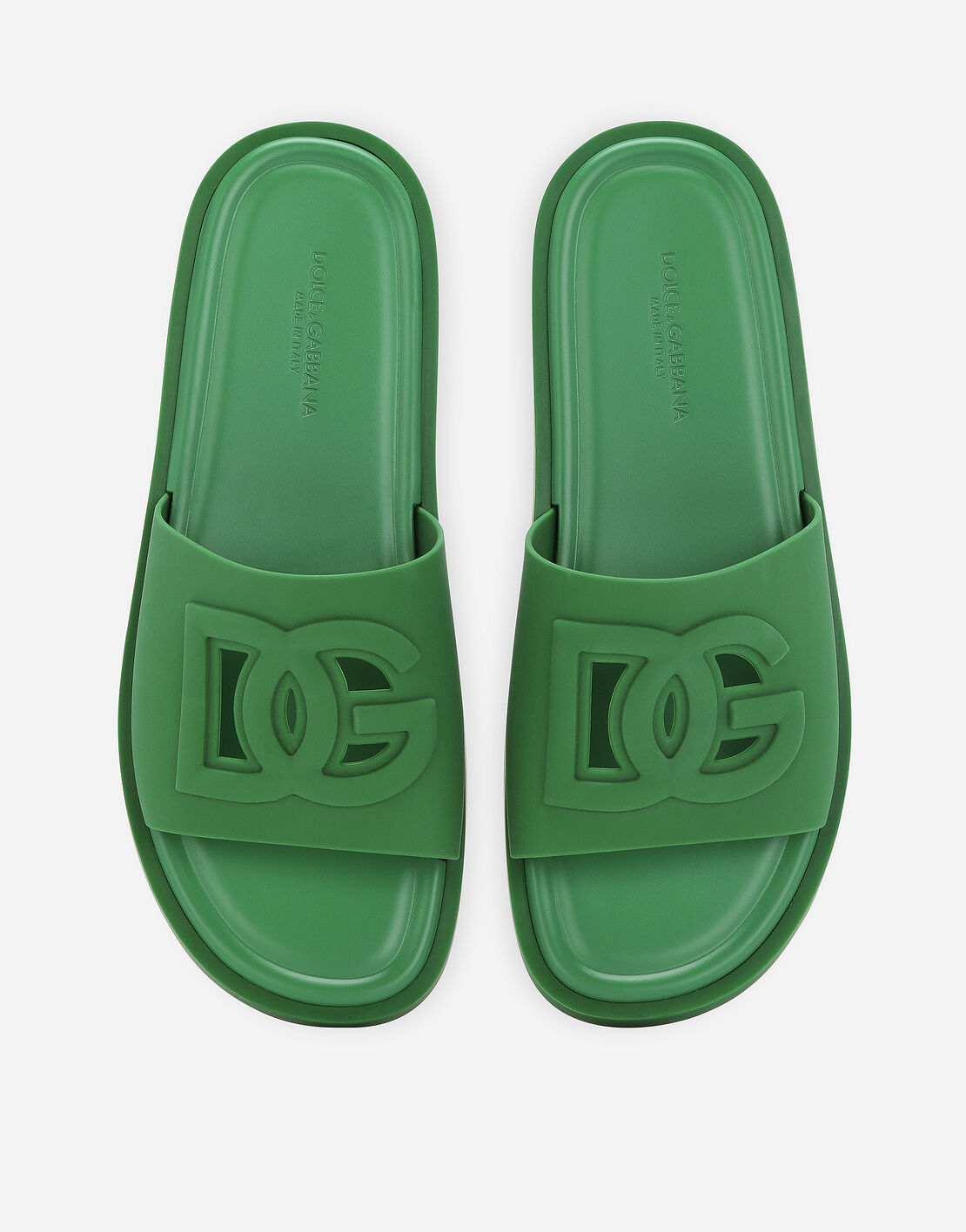 Rubber beachwear sliders in Green for Men | Dolce&Gabbana® US