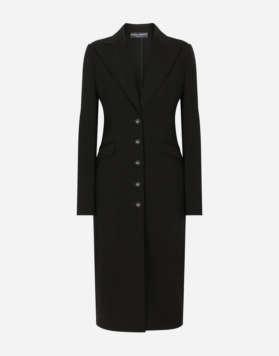 Jersey Milano rib coat in Black for Women | Dolce&Gabbana®