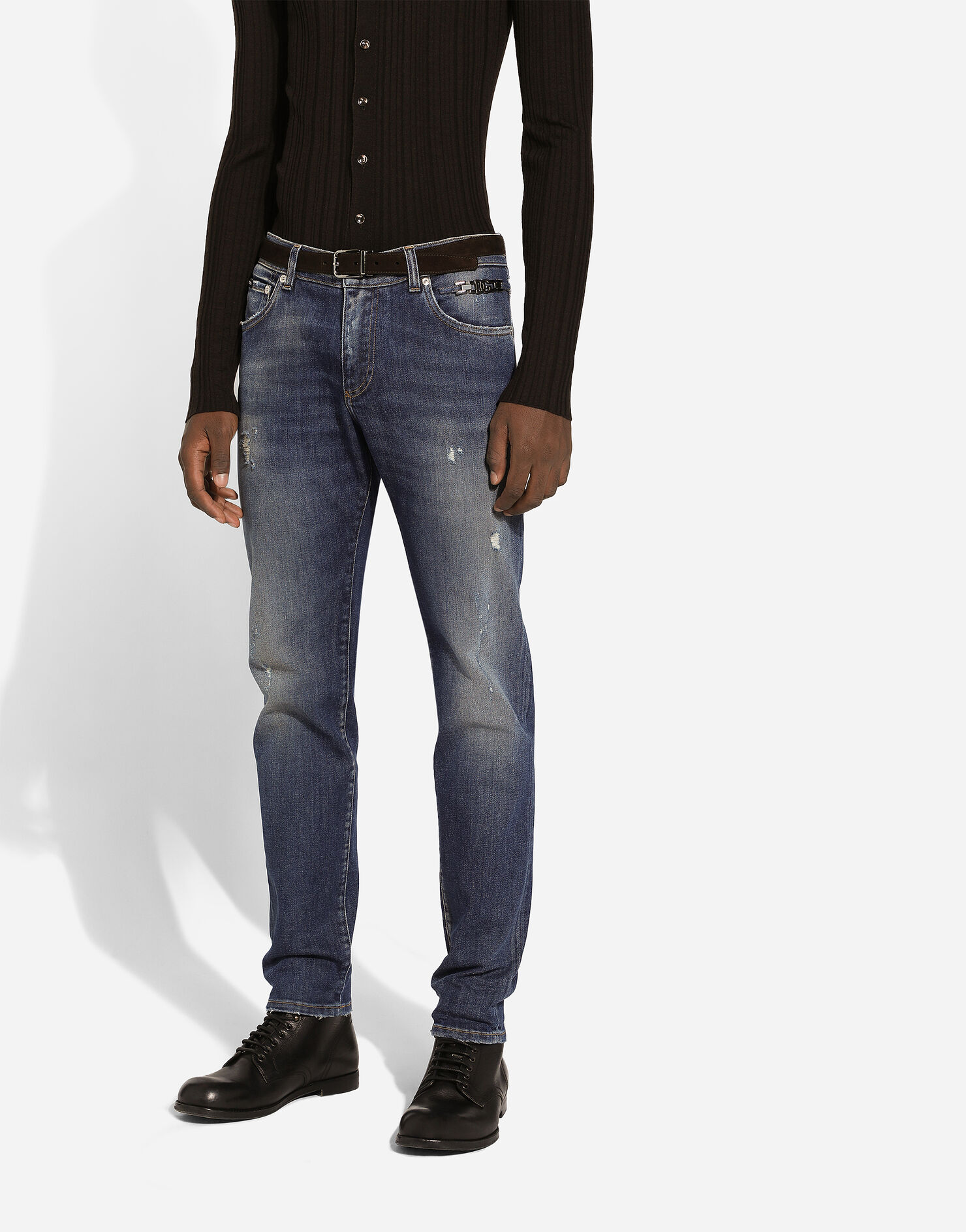 Slim-fit stretch denim jeans in Multicolor for Men | Dolce&Gabbana® US
