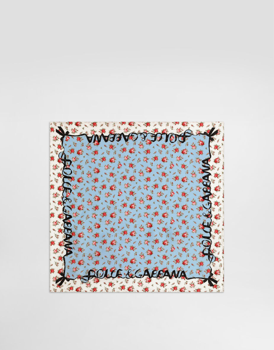 Small rose-print silk twill scarf 50x50 in Multicolor for Women | Dolce ...