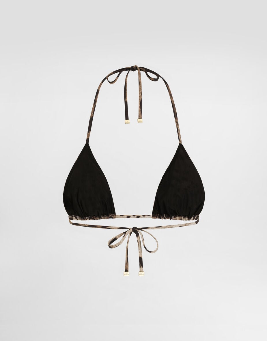 Leopard-print triangle bikini top in ANIMAL PRINT for Women | Dolce ...