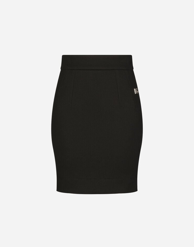 Milano Rib Miniskirt With Dg Logo In Black For Women Dolceandgabbana® Us
