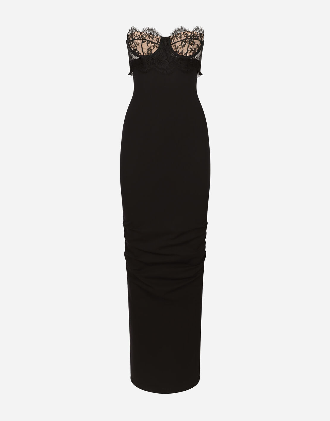 Long jersey Milano rib dress with corset in Black for Women | Dolce ...