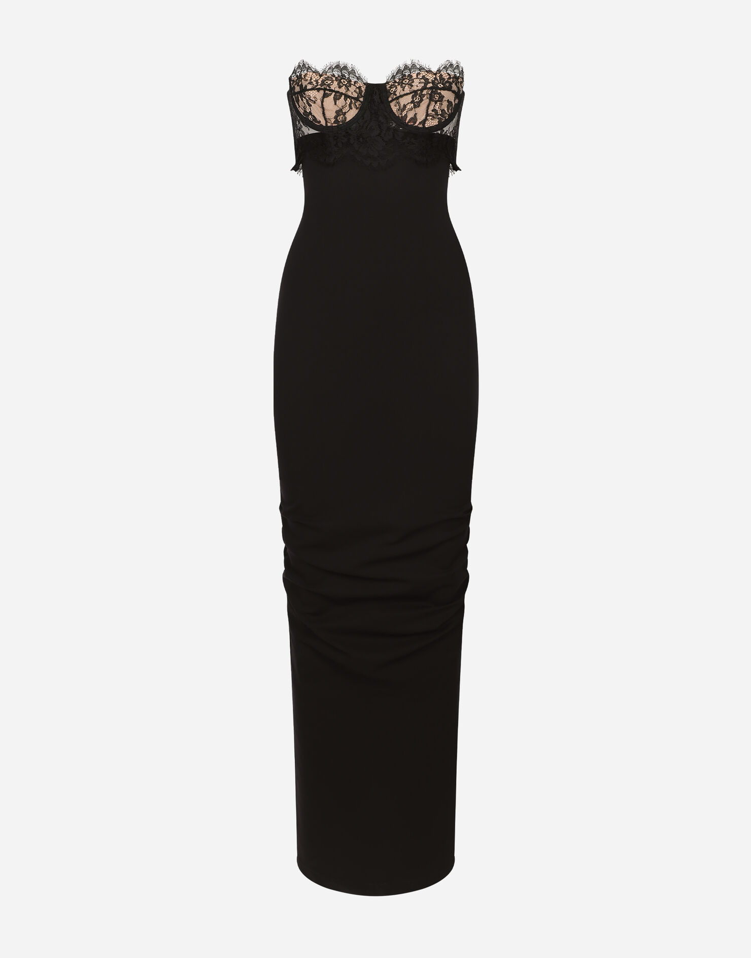 Long jersey Milano rib dress with corset in Black for | Dolce&Gabbana® US