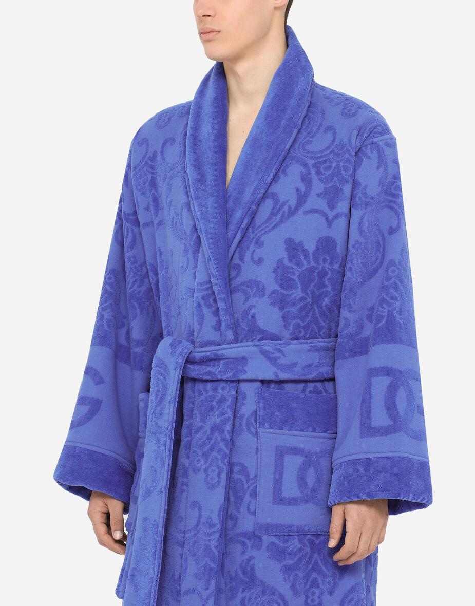 Bath Robe in Terry Cotton Jacquard in Multicolor | Dolce&Gabbana® US