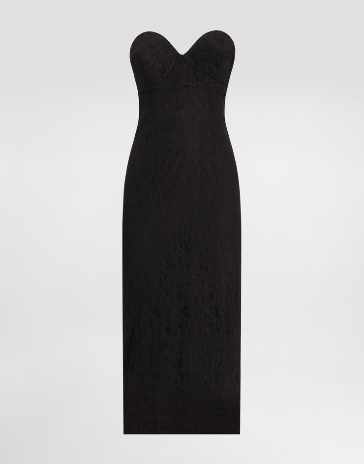 Vestido de encaje sin tirantes con copas cónicas en Negro de Mujer ...