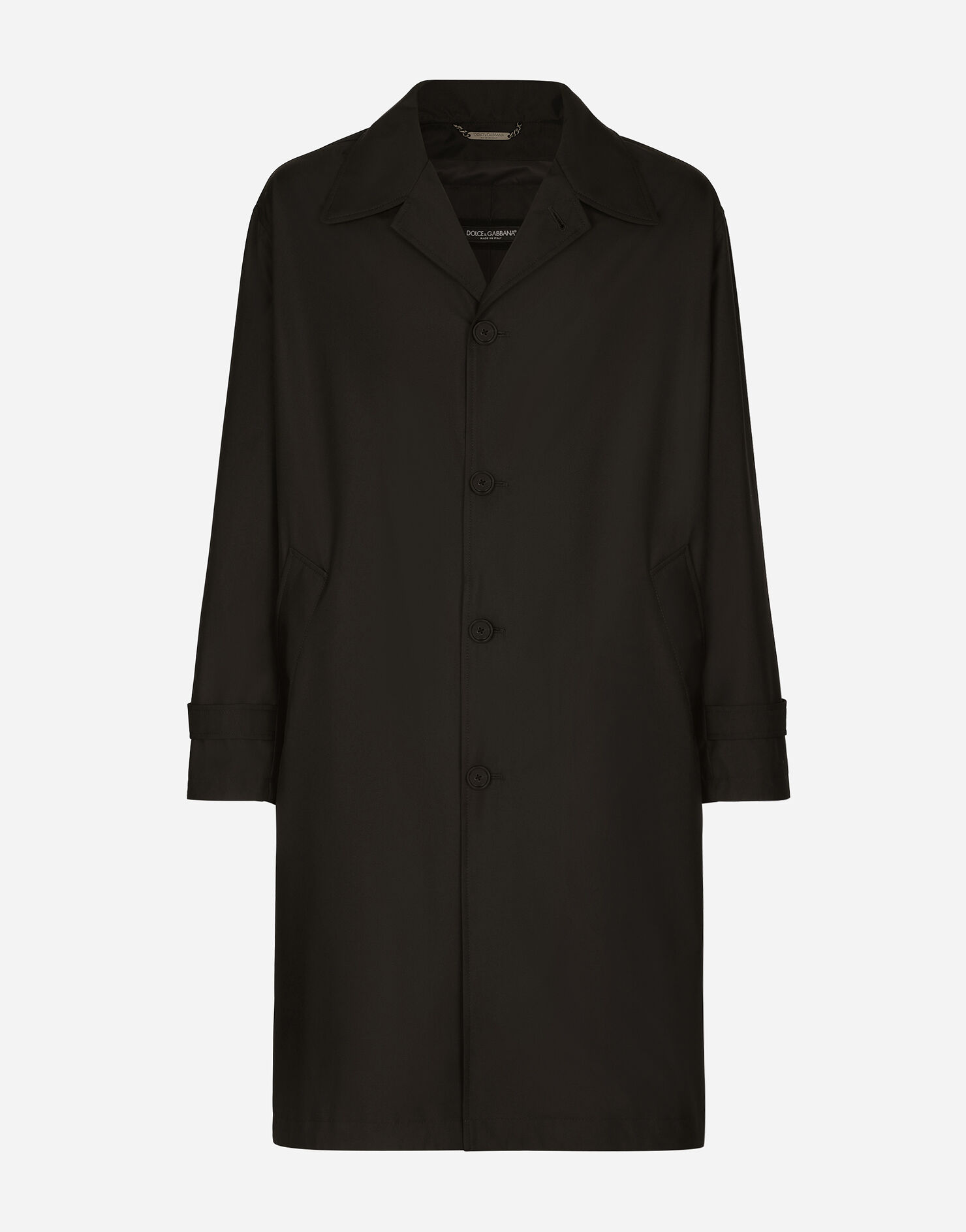Nylon trench coat with logo tag in Black for Men | Dolce&Gabbana® US