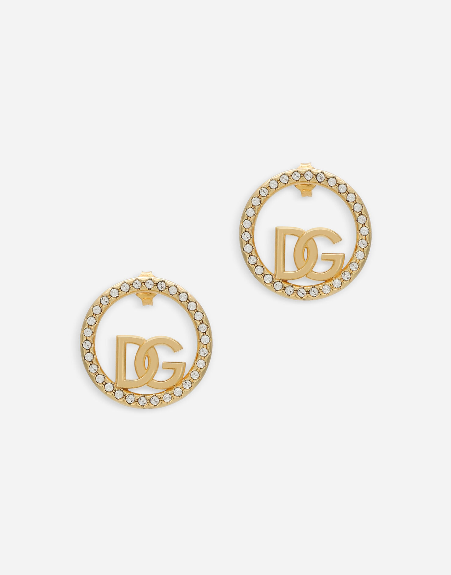 Hoop earrings with DG logo and rhinestones in Gold for Women | Dolce ...