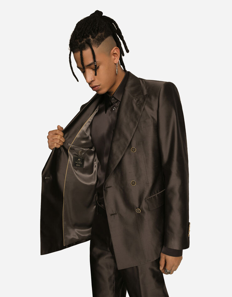 Traje Sicilia de botonadura doble en shantung de seda in Gris for ...