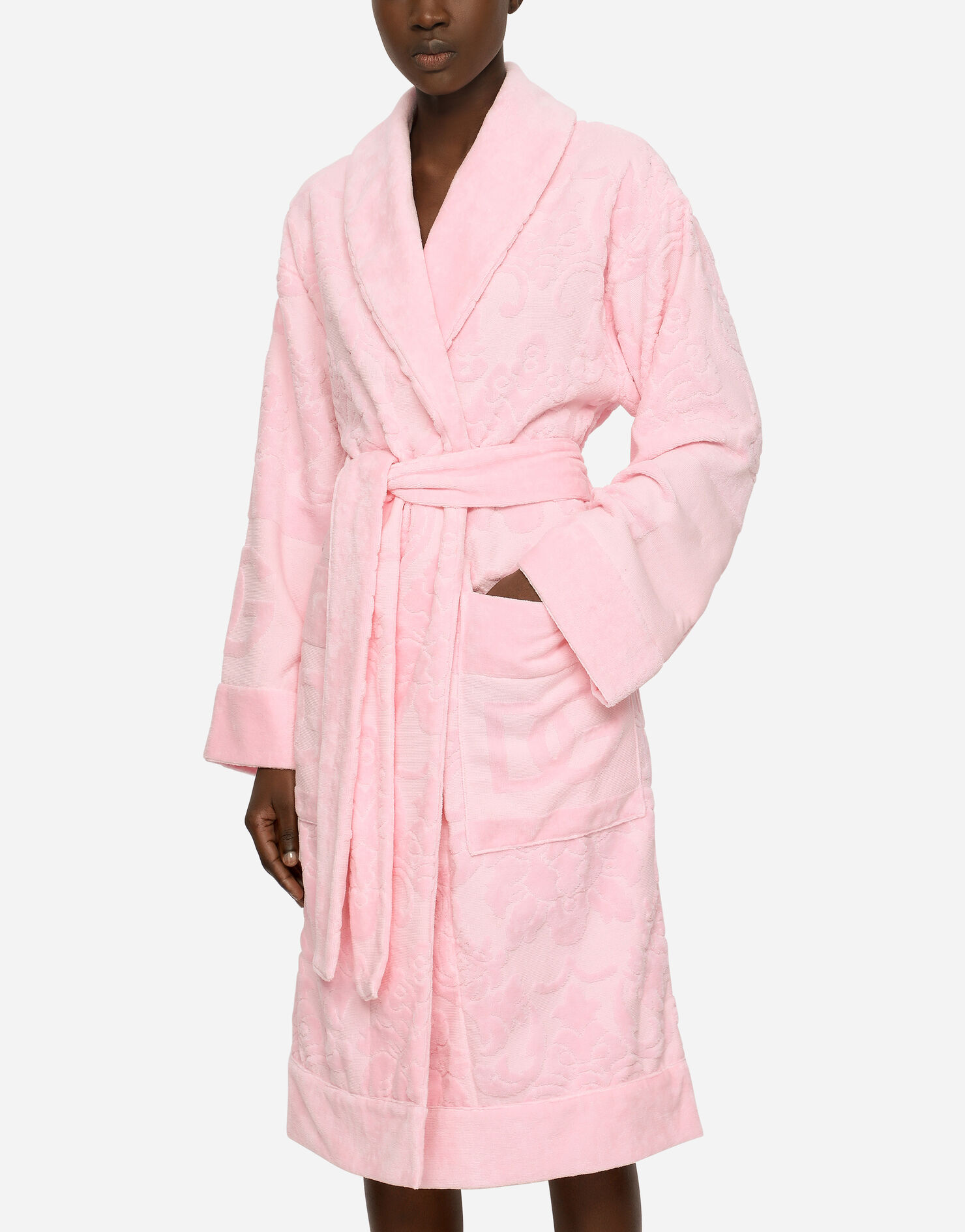 Bath Robe in Terry Cotton Jacquard in Multicolor | Dolce&Gabbana® US