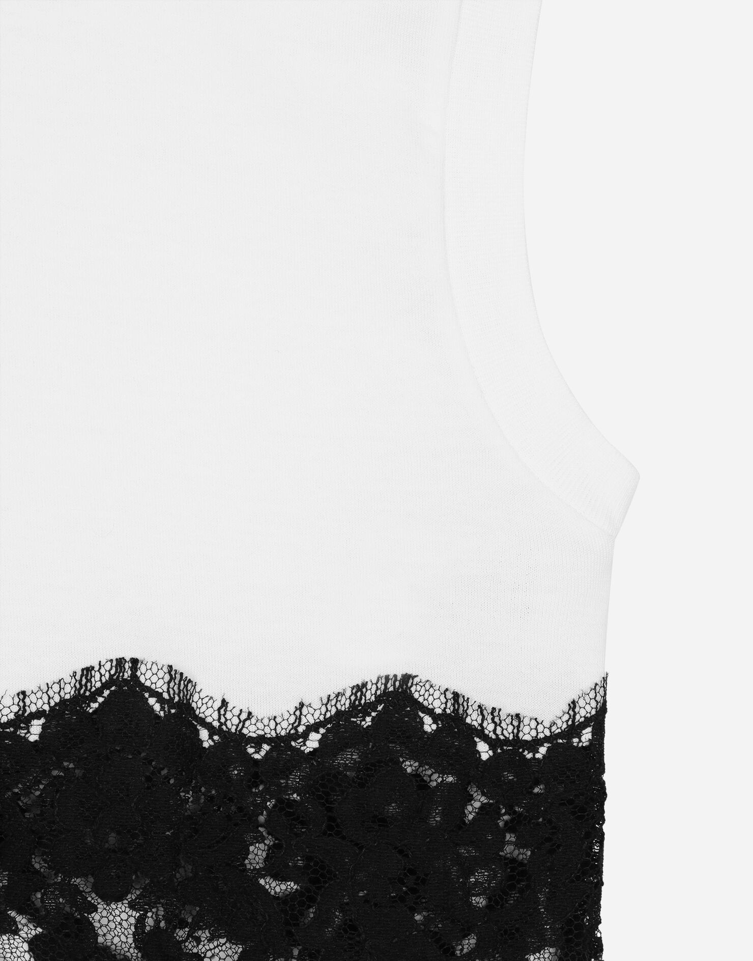 Jersey T Shirt With Dg Logo And Lace Details In White For Dolce