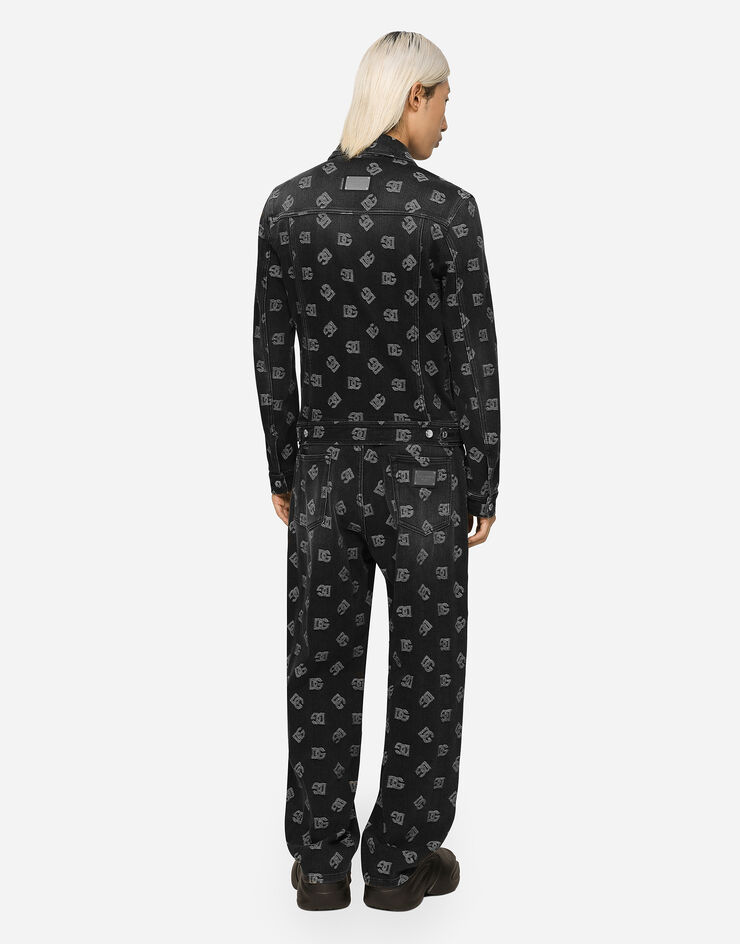 Stretch Cotton Jacquard Jacket With Dg Monogram Design In Black Dolce