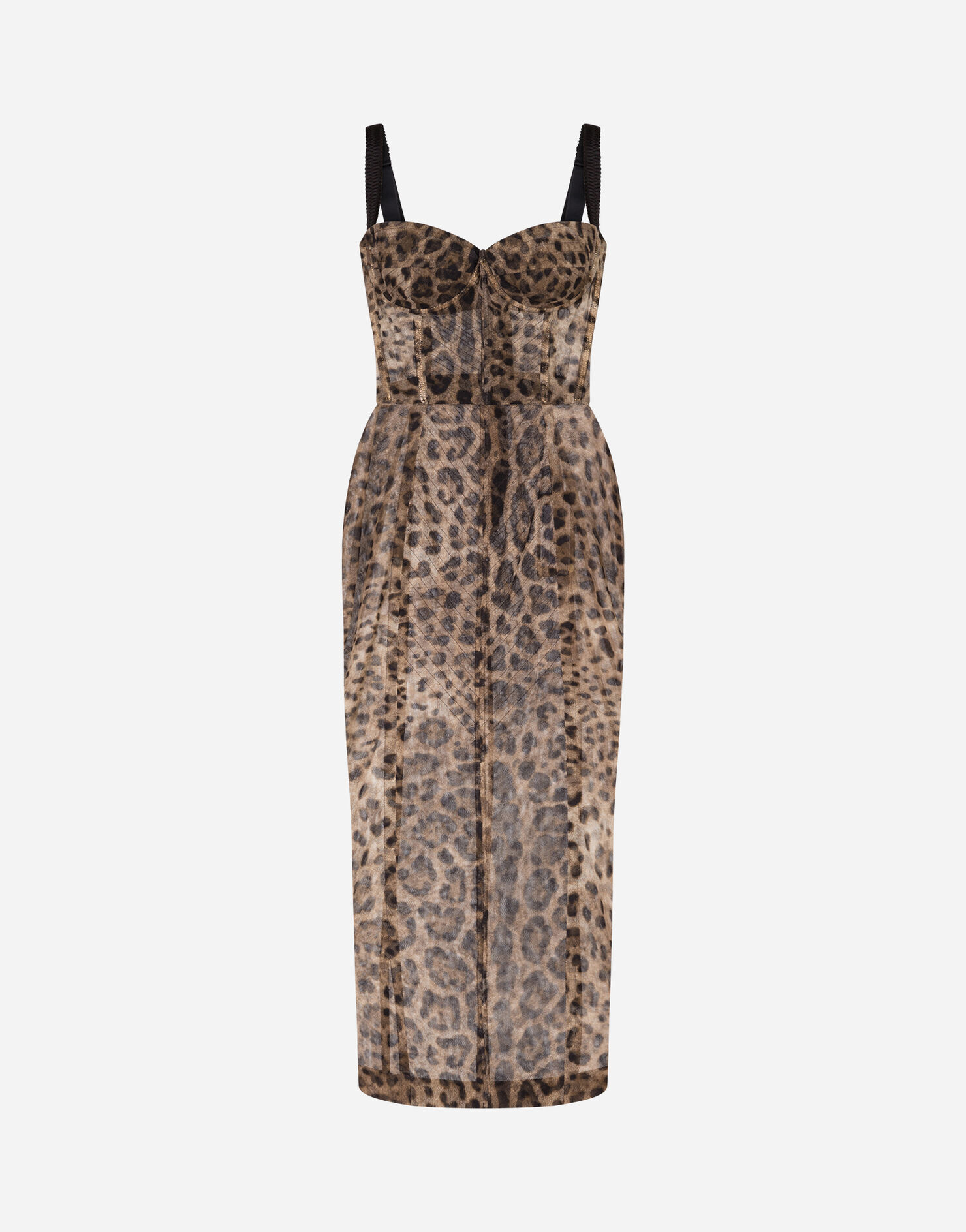 Longuette tulle dress with leopard print in ANIMAL PRINT for Women ...