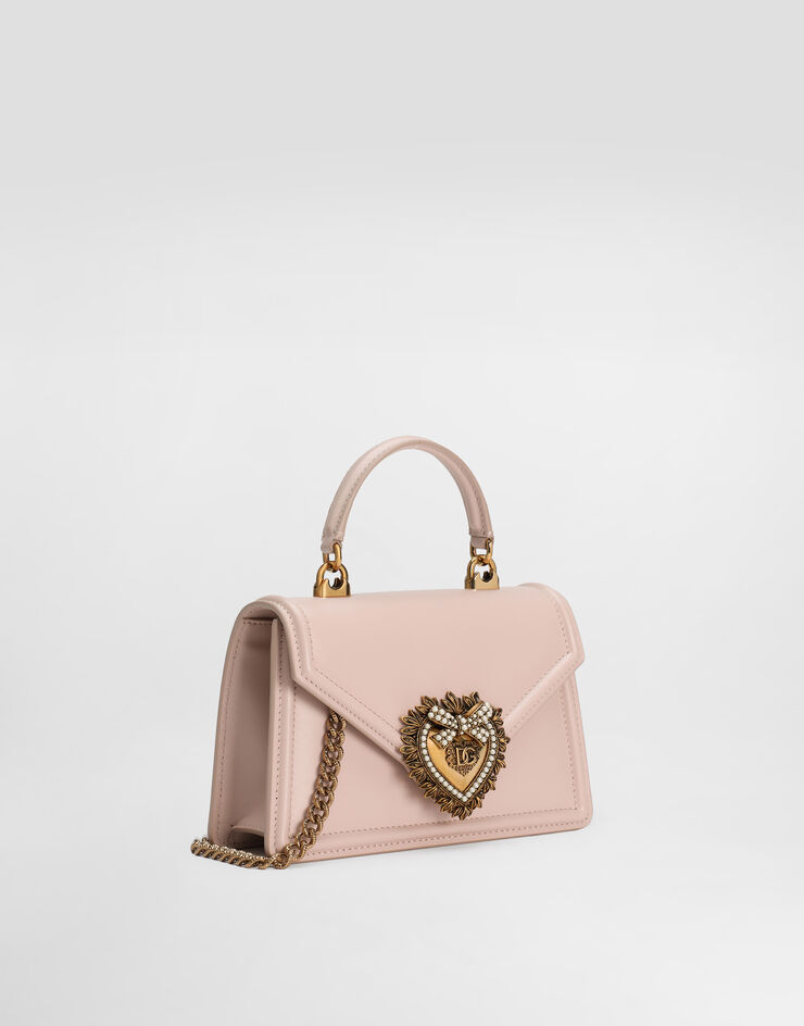 Small smooth calfskin Devotion bag in Pale Pink for Women | Dolce&Gabbana®
