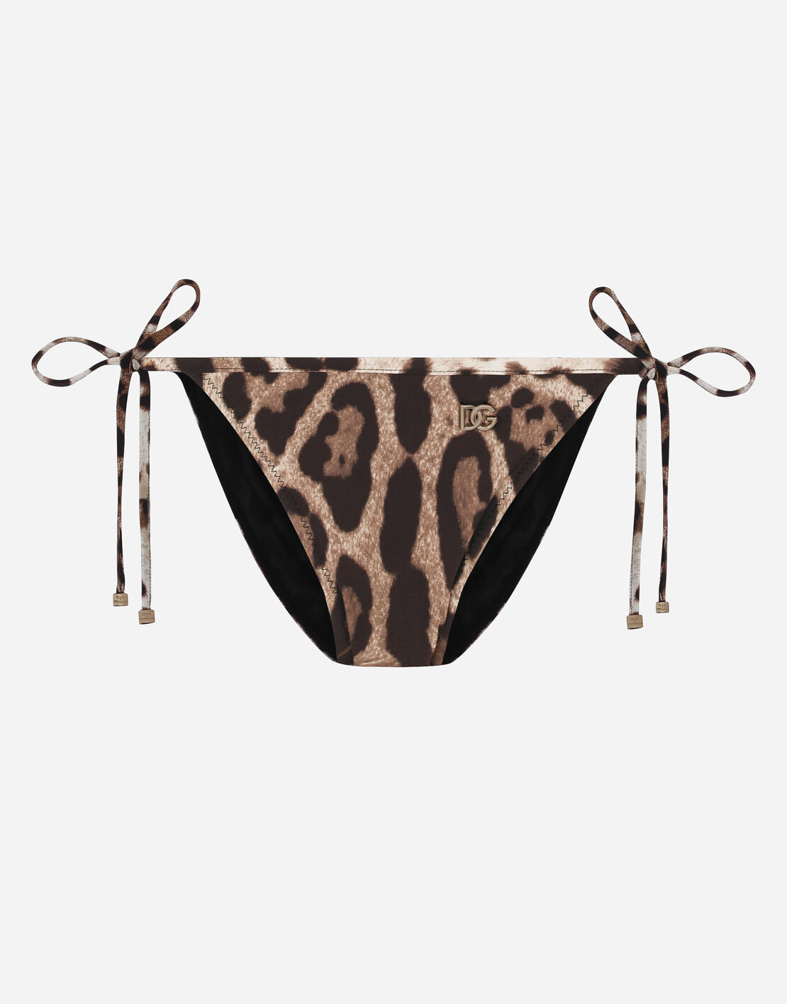 Leopard-print string bikini bottoms in Multicolor for Women | Dolce ...